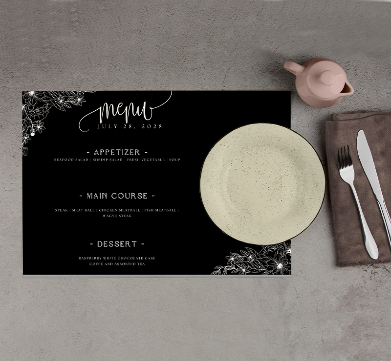 Impression set de table personnalisé pour professionnels